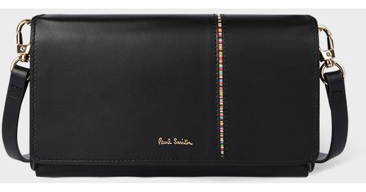 Paul Smith Leather 'Signature Stripe' Phone Bag in Black | Lyst UK
