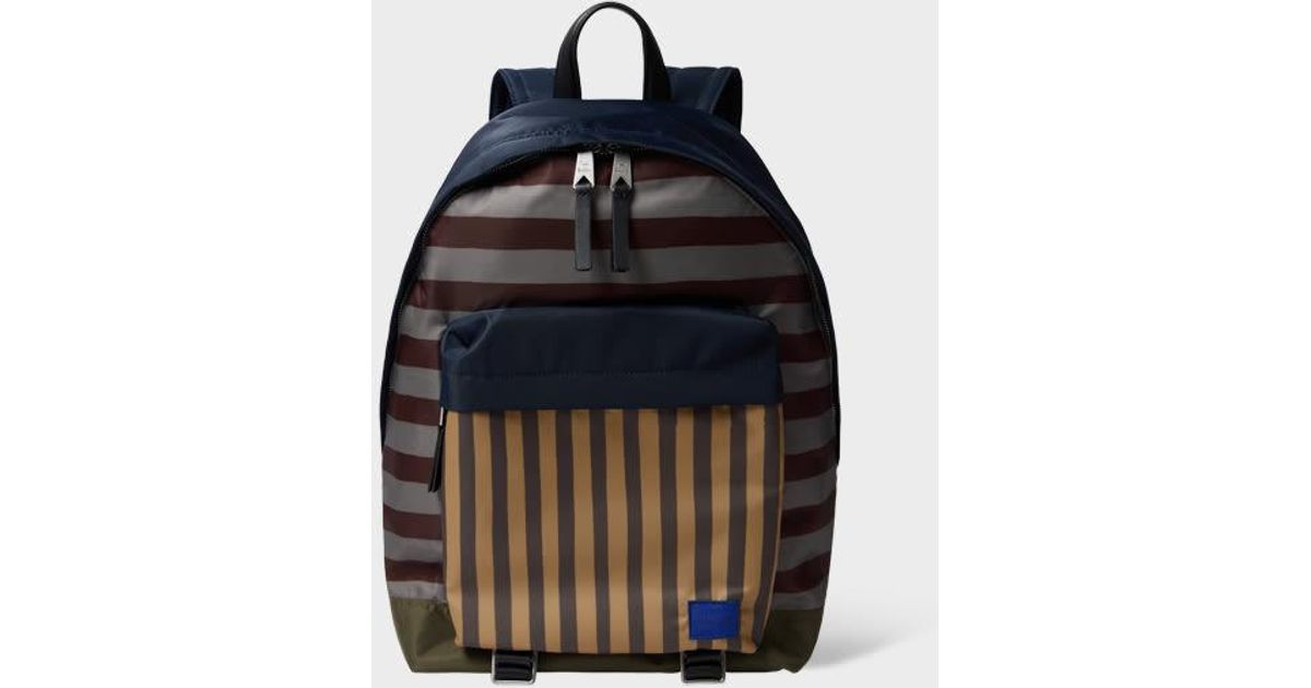 Paul Smith Recycled Nylon Multi Stripe Backpack in Blue for Men | Lyst
