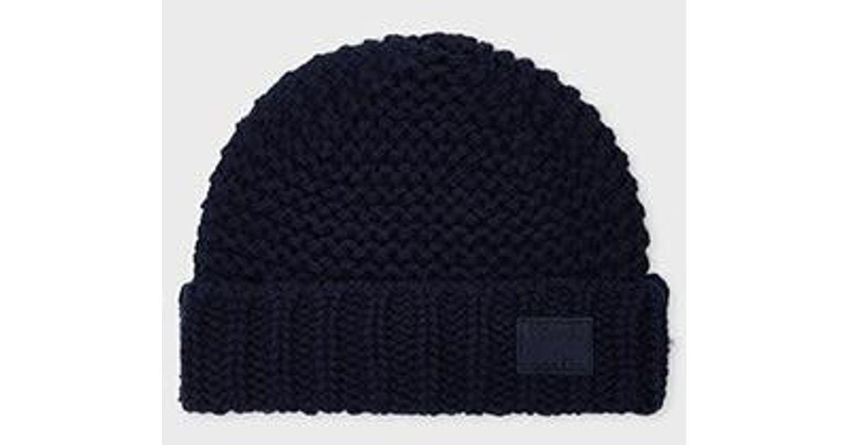 Paul Smith Chunky Knit Wool Beanie in Blue for Men | Lyst UK