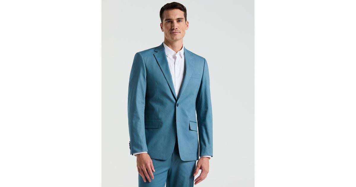 Perry Ellis Slim Fit Solid Cotton Blend Suit Jacket in Blue for Men | Lyst