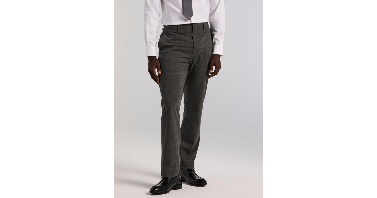 Perry Ellis Slim Fit Windowpane Suit Pants in Black for Men | Lyst