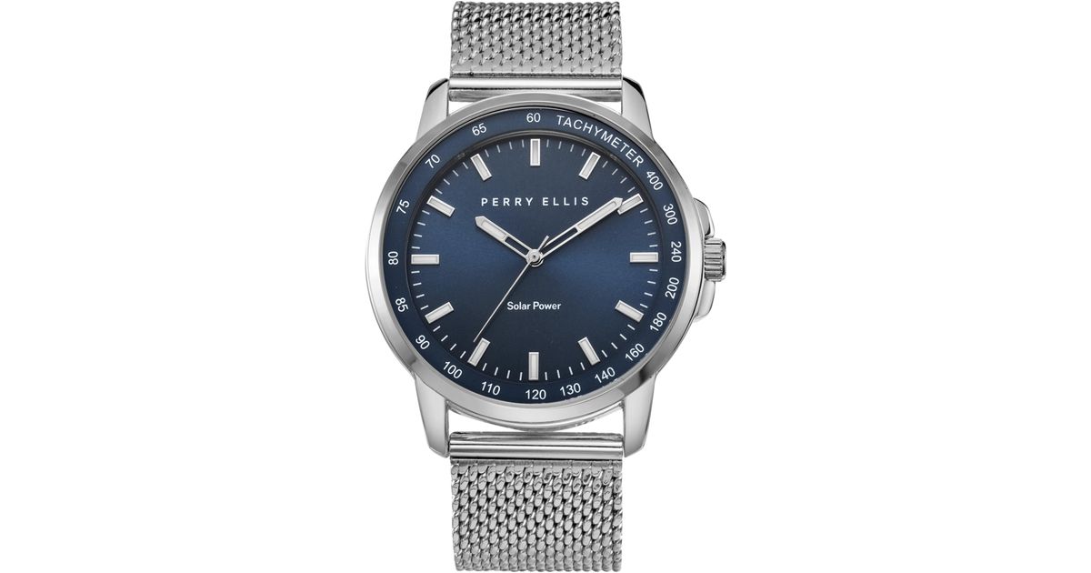 Perry Ellis Solar Powered Stainless Steel Watch in Gray for Men | Lyst