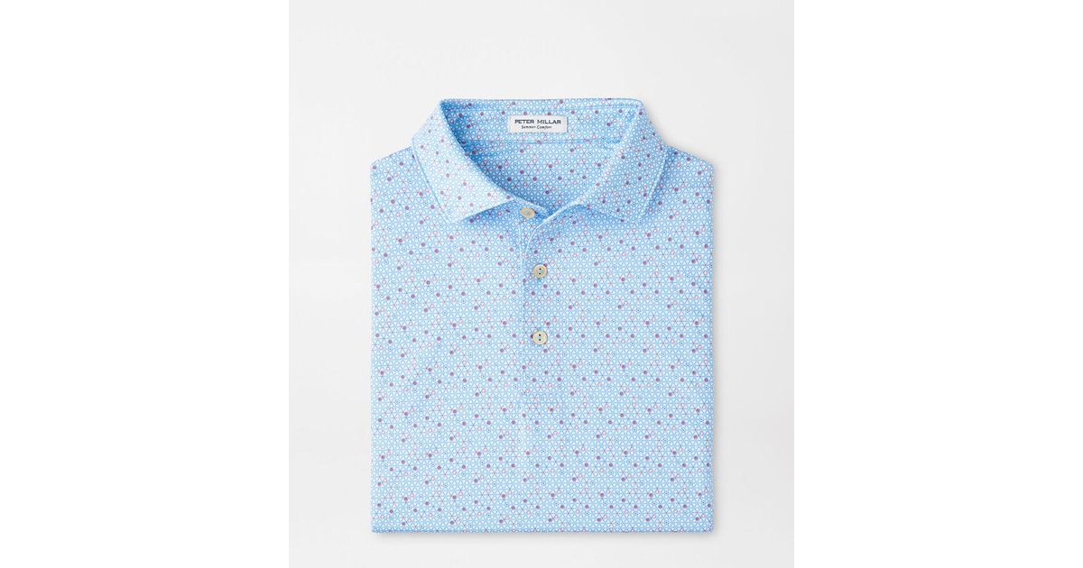 Peter Millar Costanzo Geo Performance Jersey Polo in Blue for Men | Lyst UK