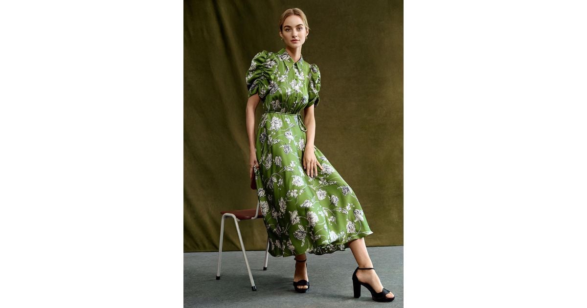 Phase Eight Bella Floral Midi Dress in Green | Lyst UK