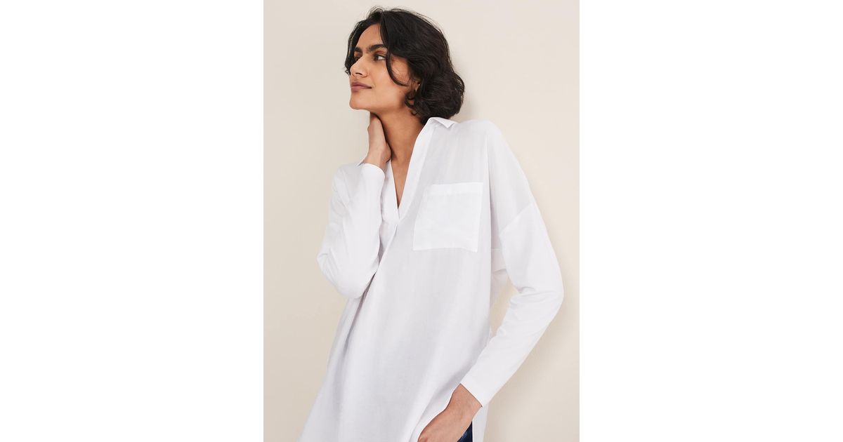 Phase Eight Saskia Woven Front Shirt in White | Lyst UK
