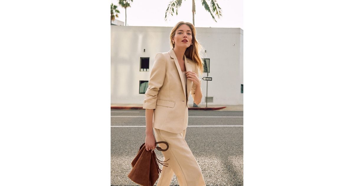 Phase Eight Elena Linen Blend Blazer in Natural | Lyst UK