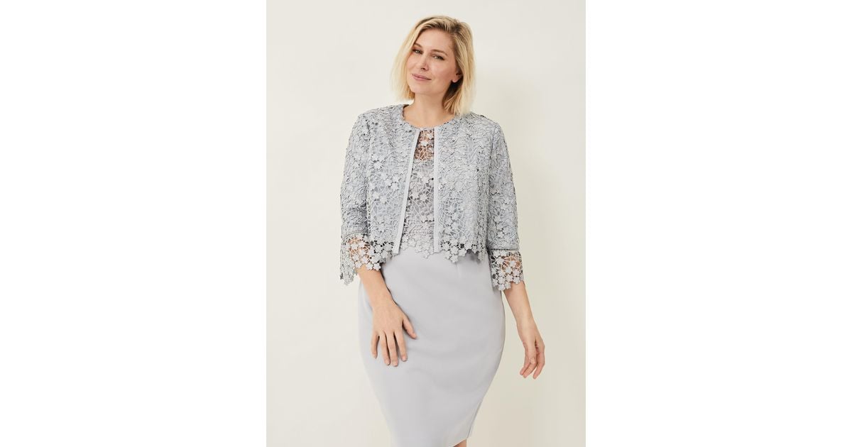 Phase Eight Mariposa Lace Occasion Jacket in Grey | Lyst UK