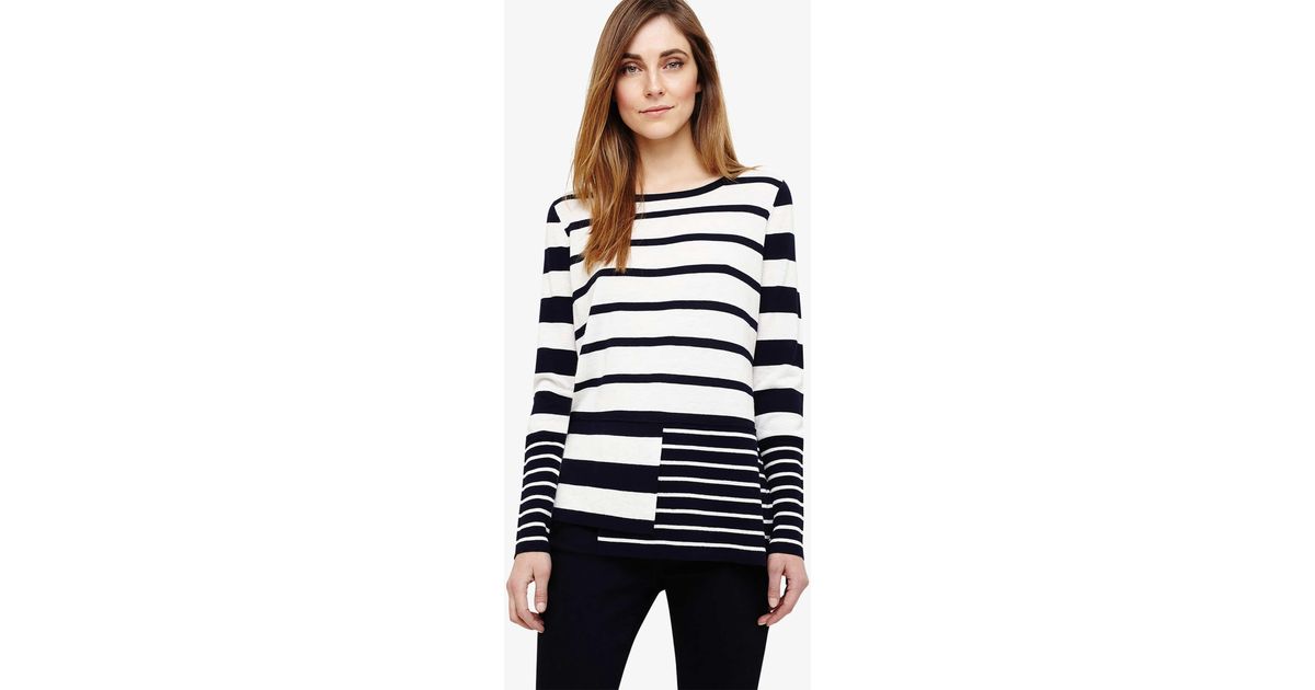 Phase Eight Felicity Stripe Knit Top in White | Lyst UK