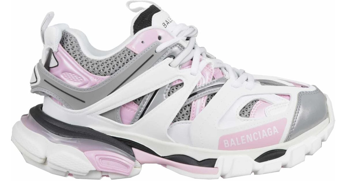 Balenciaga White, Pink And Grey Track Sneakers | Lyst