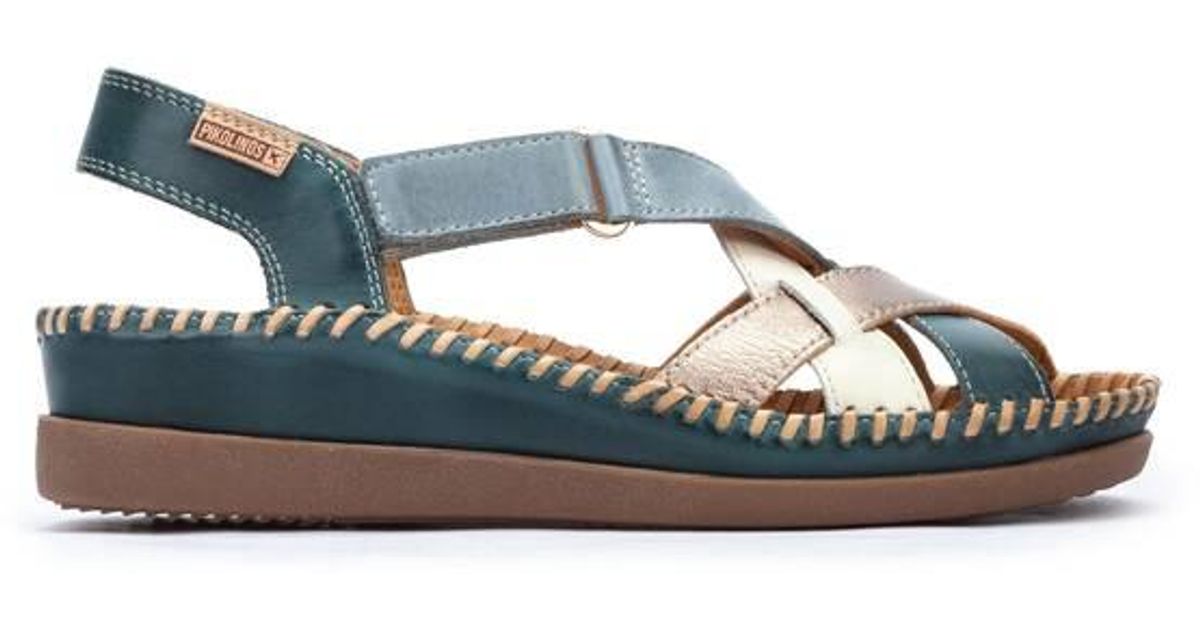 Pikolinos Leather Wedge Sandals Cadaques W8k in Blue | Lyst