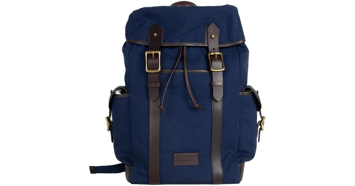 Polo Ralph Lauren Leather-trim Canvas Backpack Newport Navy/dark Brown ...