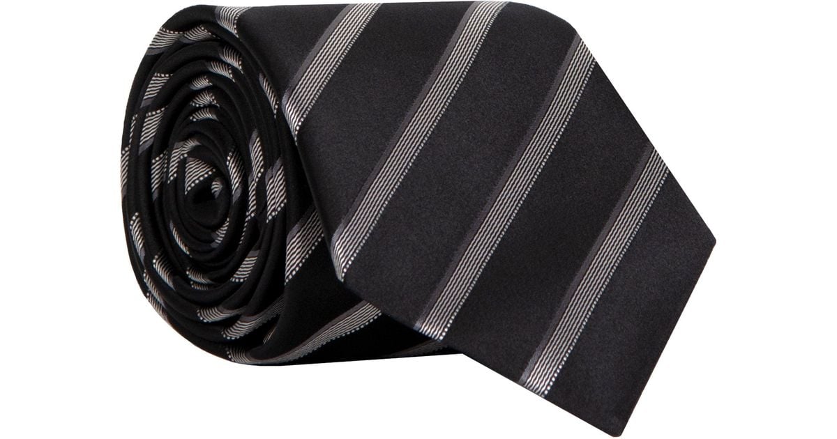 Canali Diagonal Bar Stripe Tie in Black for Men | Lyst UK
