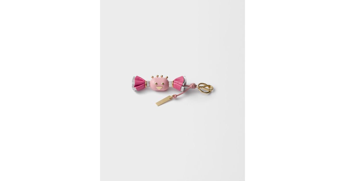 Prada Candy Plexiglas And Leather Key Ring Charm in Pink | Lyst UK