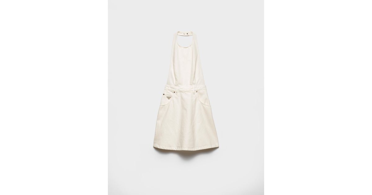 Prada Denim Mini-Dress in White | Lyst