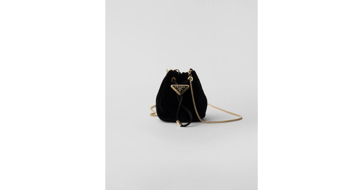 Prada Velvet Mini Pouch in Black | Lyst