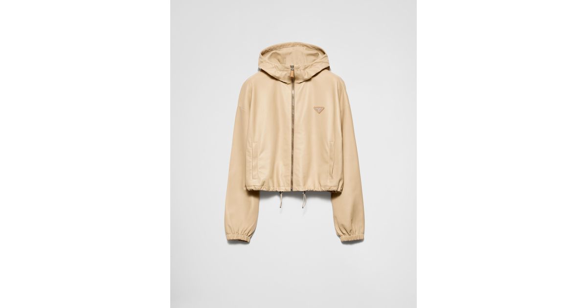 Prada Nappa Leather Jacket in Natural | Lyst