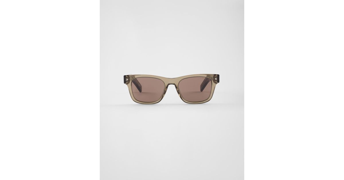 Prada Sunglasses With The Iconic Metal Plaque in Brown for Men | Lyst UK