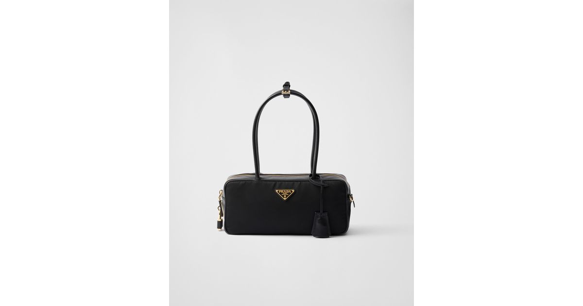 Prada Re-Nylon And Leather Small Top-Handle Bag With Padlock in Black ...