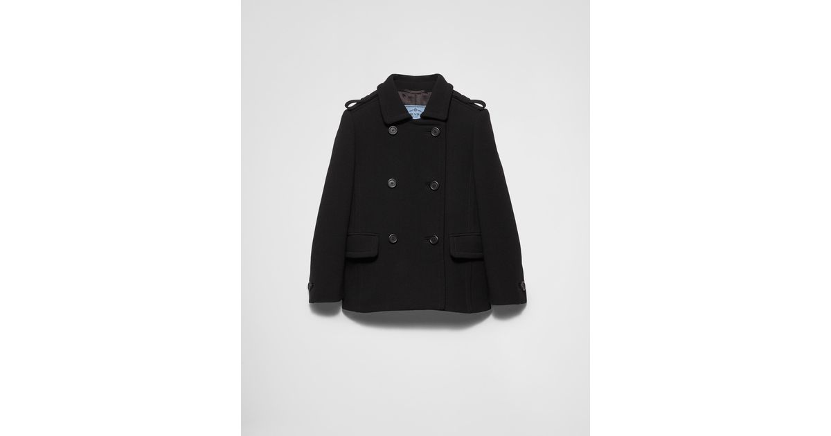 Prada Double-Breasted Natté Jacket in Black | Lyst