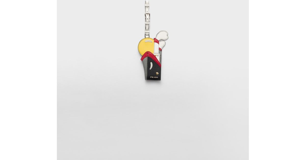 Prada Saffiano Leather Name Tag in White for Men | Lyst