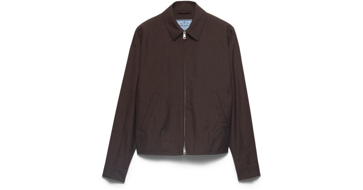 Prada Kid Mohair Blouson Jacket in Brown | Lyst