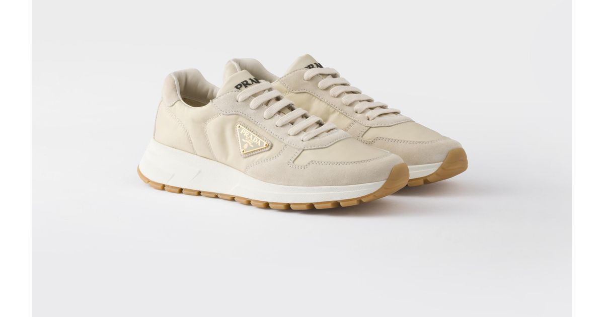 Prada Prax 01 Re-Nylon And Suede Sneakers in White for Men | Lyst