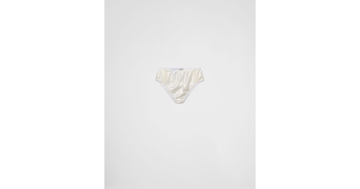 Prada Lace-Trimmed Satin Panty in White | Lyst