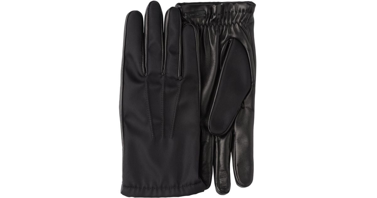 Prada Re-Nylon Triangle Logo Gloves in Black for Men | Lyst