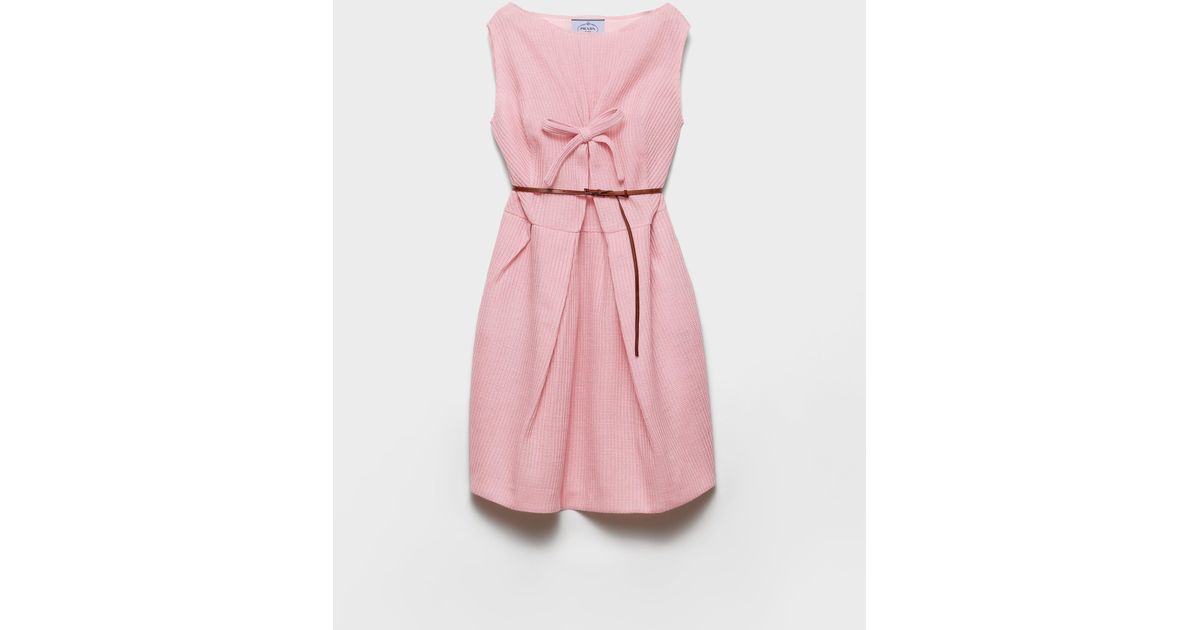 Prada Wool Knit Dress With Bow in Pink | Lyst UK