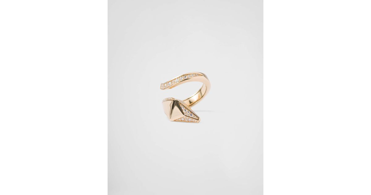 Prada Eternal Gold Snake Ring In Yellow Gold And Diamonds in White | Lyst