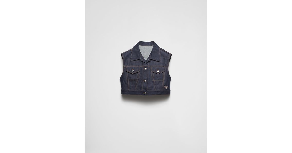 Prada Selvedge Denim Vest in Blue | Lyst UK