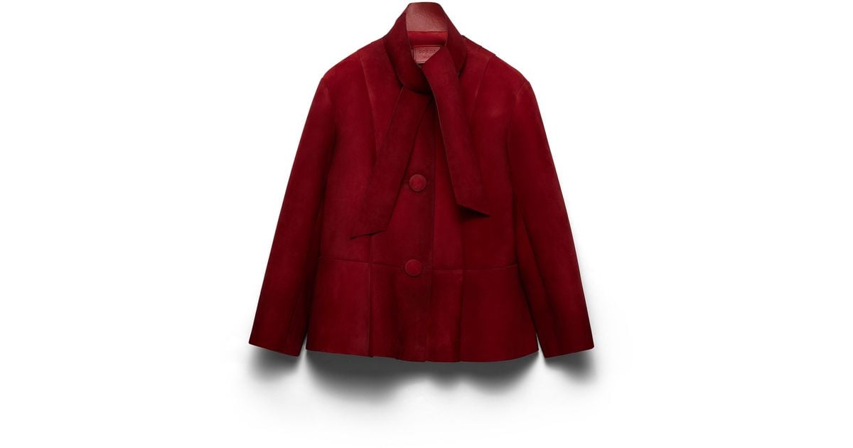 Prada Bonded Suede Jacket in Red | Lyst