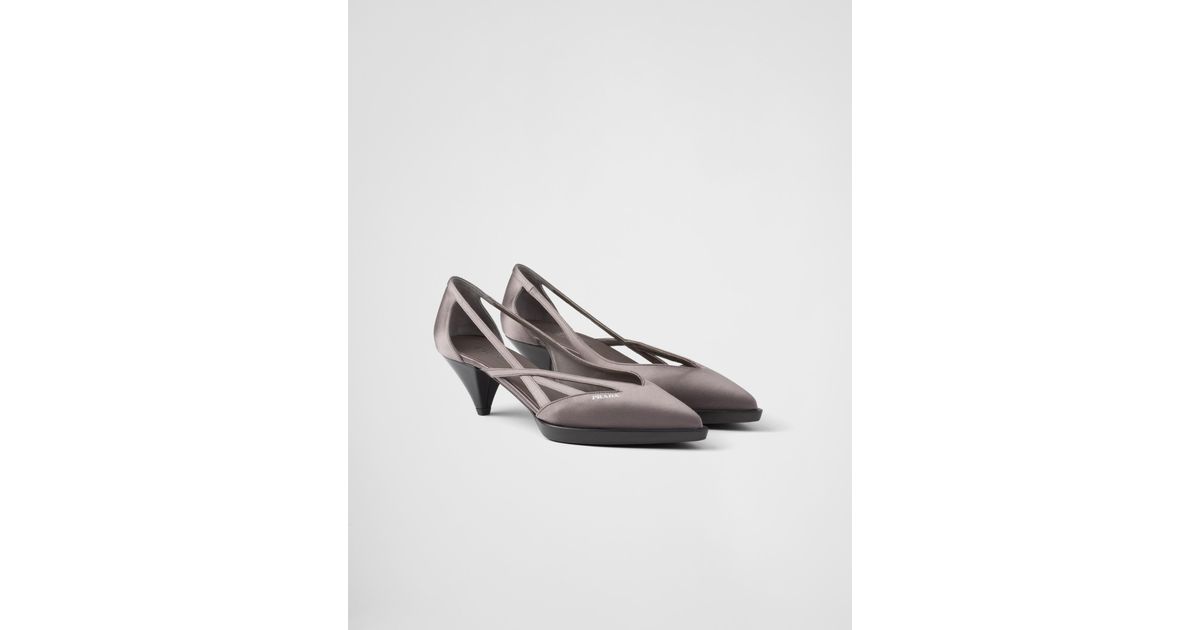 Prada Satin Cut-Out Pumps in White | Lyst