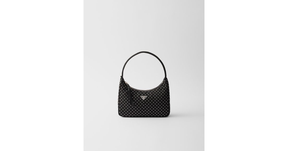 Prada Re-Edition Re-Nylon Mini Bag With Studs in Black | Lyst