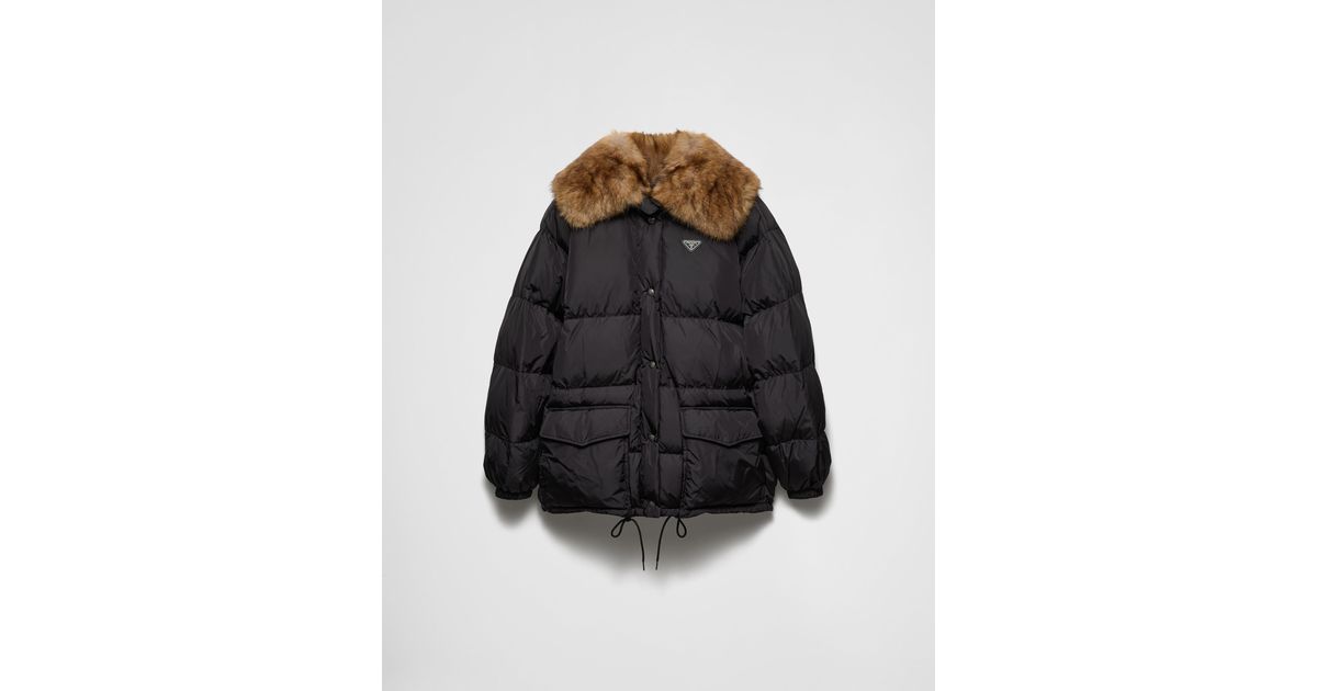 Prada Tech Canvas Down Jacket in Black | Lyst