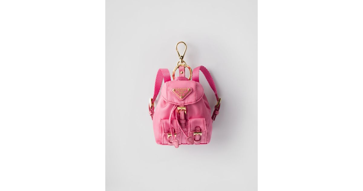 Prada Mini Icon Re-Nylon Bag Charm in Pink | Lyst