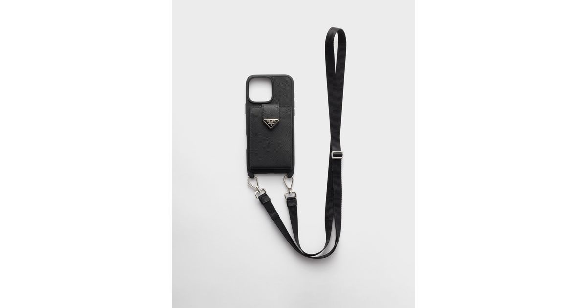 Prada Saffiano Leather Case For Iphone 16 Pro Max in Black for Men | Lyst
