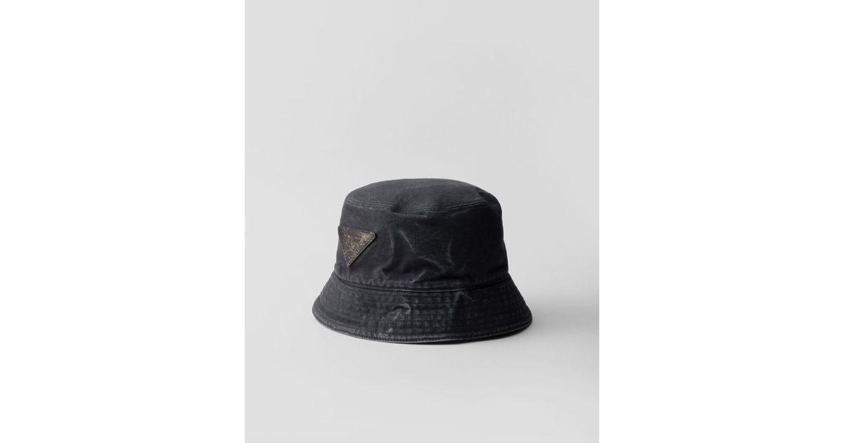 Prada Cotton Bucket Hat in Black for Men | Lyst UK