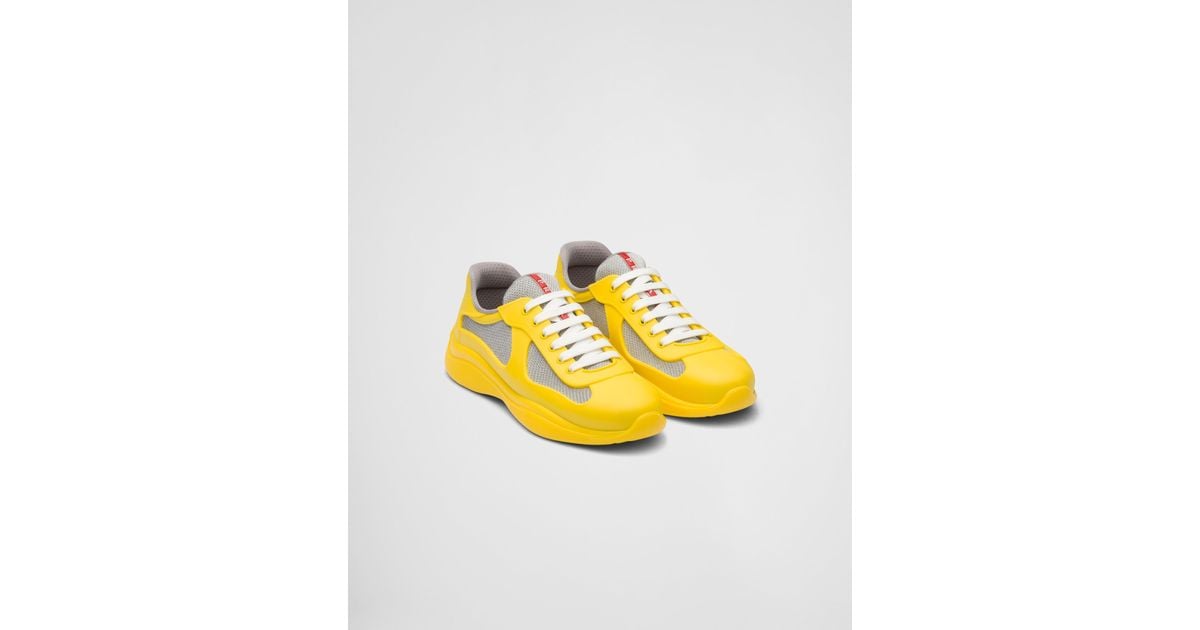 Prada America's Cup Soft Rubber And Bike Fabric Sneakers in Yellow for Men | Lyst