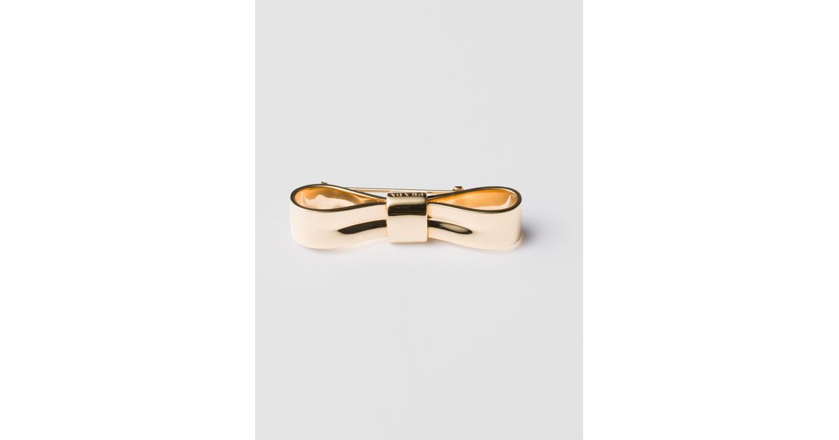Prada Eternal Bow Brooch in Metallic | Lyst