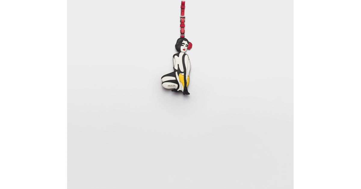 Prada Saffiano And Croco Leather Name Tag in White for Men | Lyst