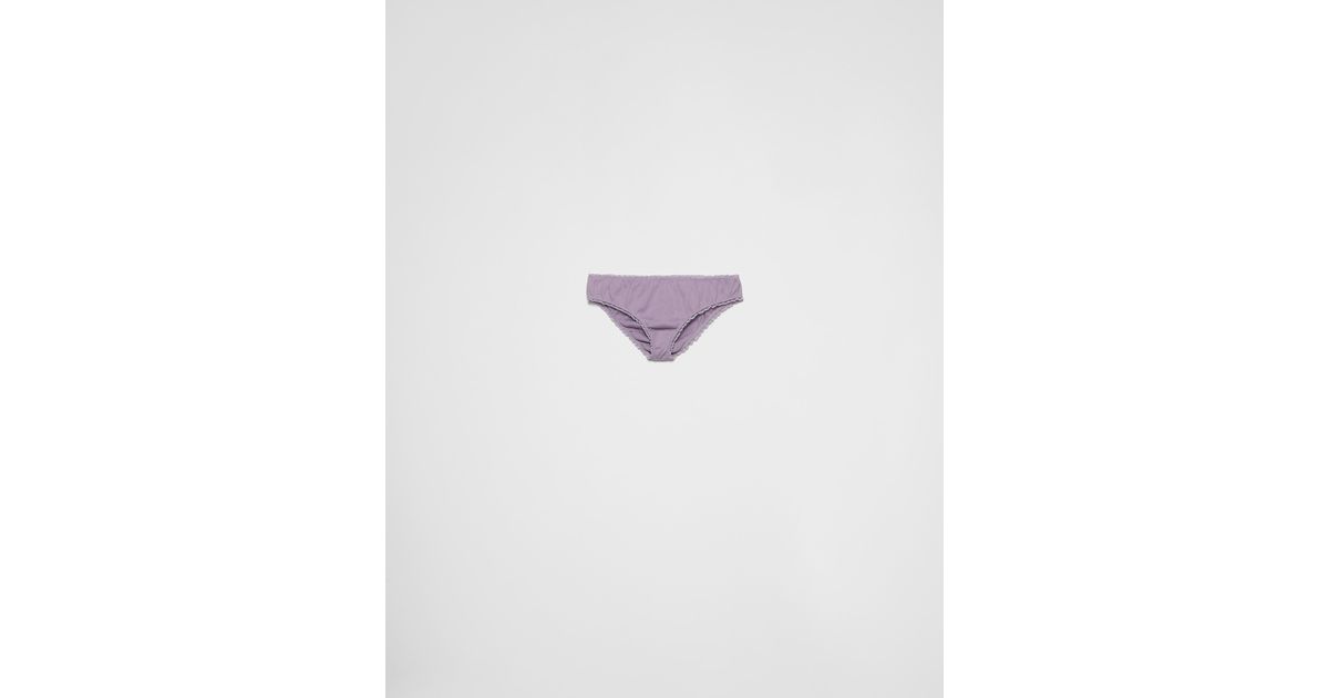 Prada Ribbed Cotton Panty in Pink | Lyst