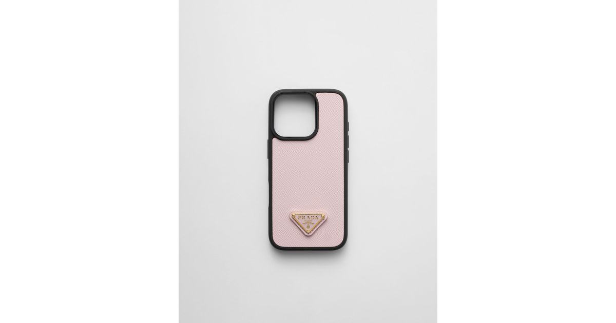Prada Saffiano Leather Case For Iphone 16 Pro in Pink | Lyst UK