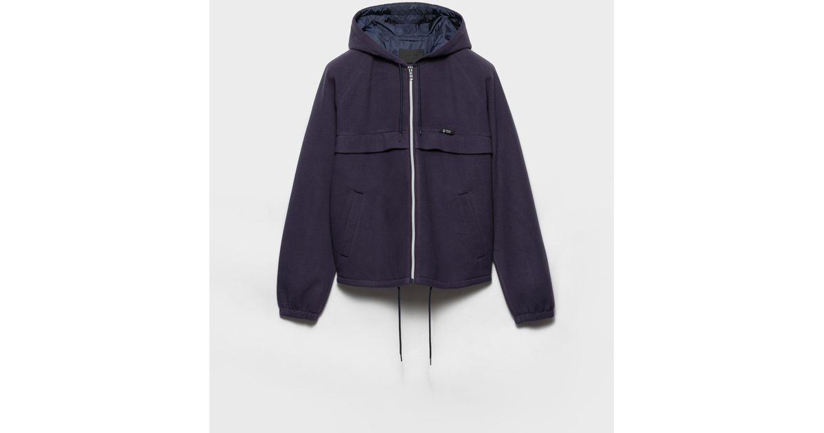 Prada Hooded Technical Fabric Blouson Jacket in Blue for Men | Lyst UK