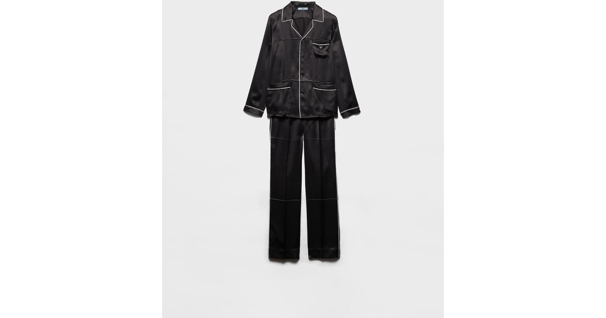 Prada Vintage-Look Satin Pajamas in Black | Lyst UK