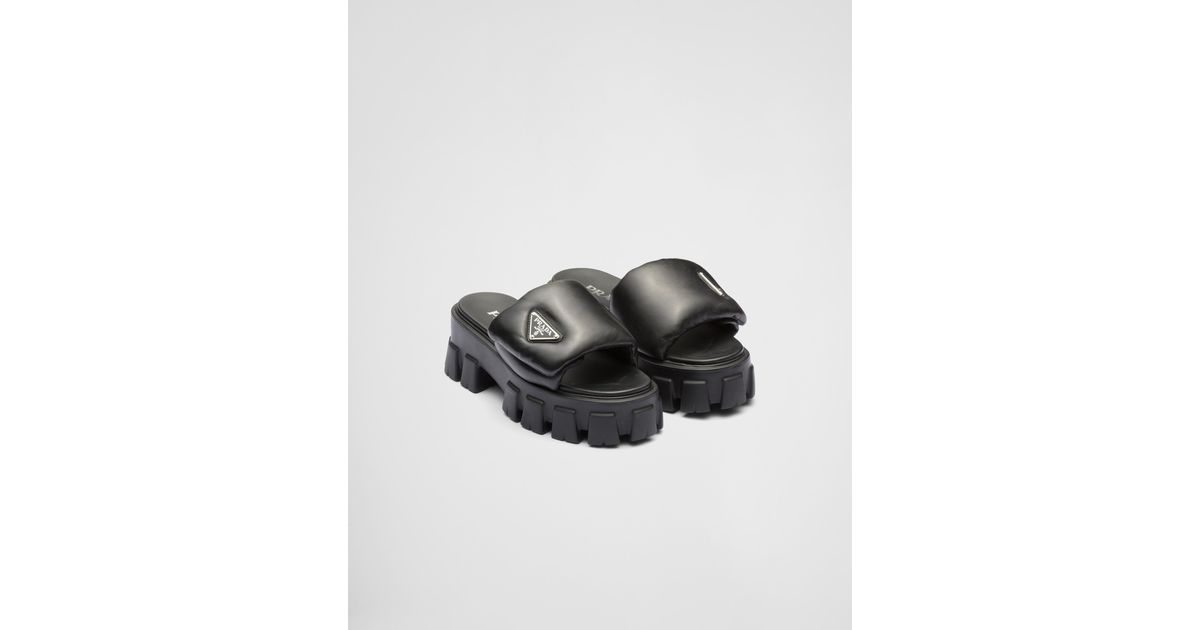 Prada Soft Padded Nappa Leather Sandals In Black Lyst