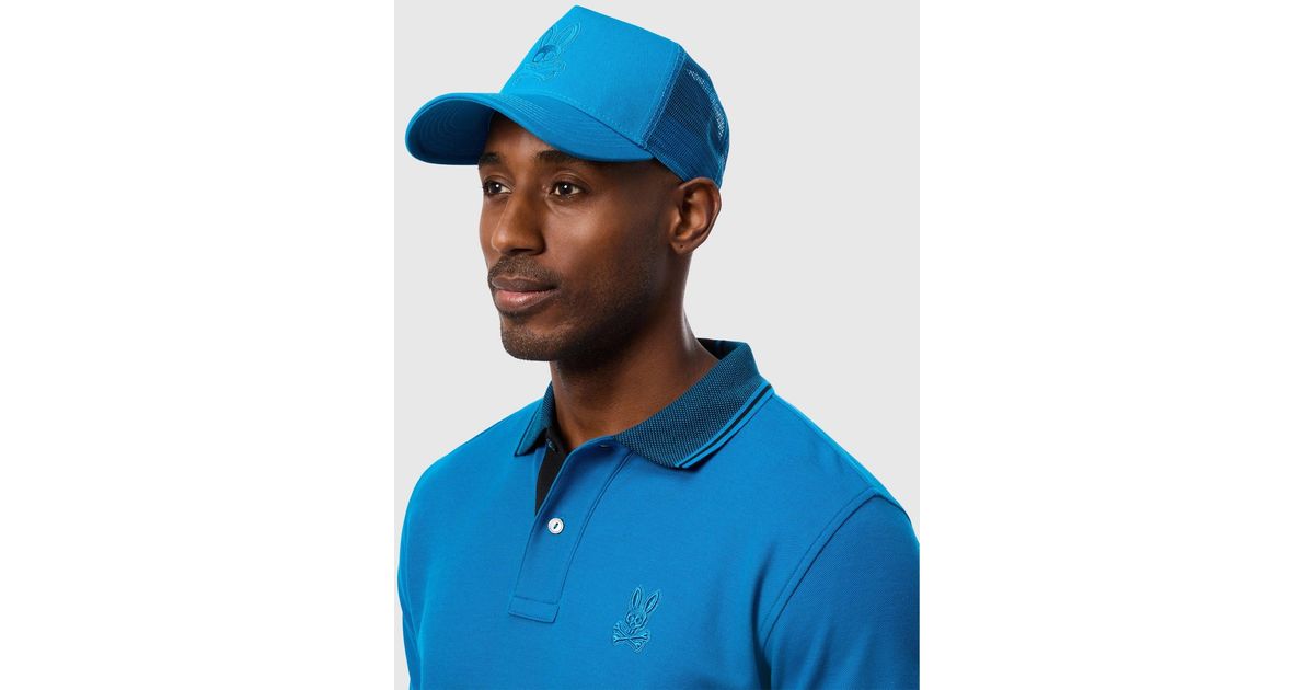 Psycho Bunny Malton Trucker Cap in Blue for Men | Lyst