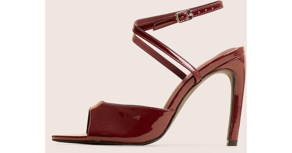 Public Desire Caught On Wine Peep Toe Curved High Heel in Pink | Lyst UK