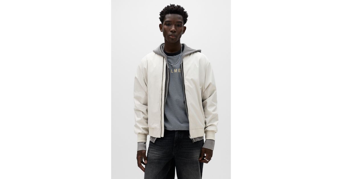 Pull&Bear Oversize Bomber Jacket in Grey for Men | Lyst UK