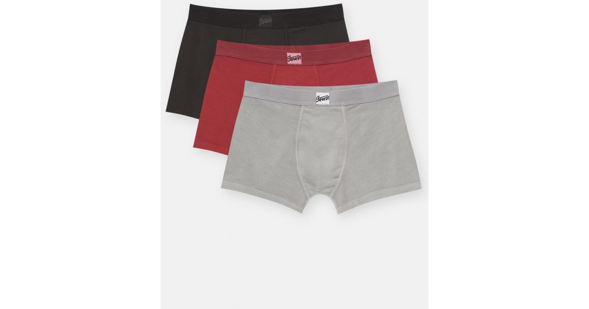 Pull&Bear Pack Of 3 Stwd Washed Boxers in Red for Men | Lyst UK